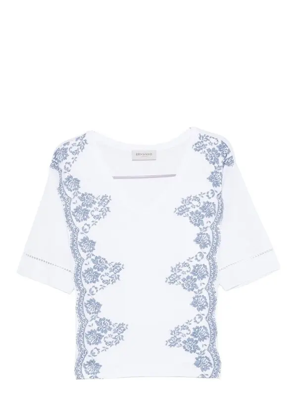 Ermanno Scervino Embroidered Cotton T-shirt - White