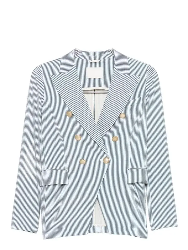 CIRCOLO 1901 Striped Double-breasted Jacket - Blue