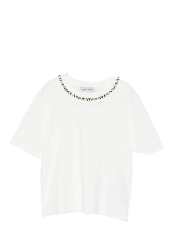 Ermanno Scervino Embroidered Cotton T-shirt - White