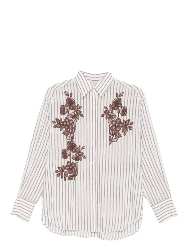 Ermanno Scervino Embroidered Striped Shirt - White