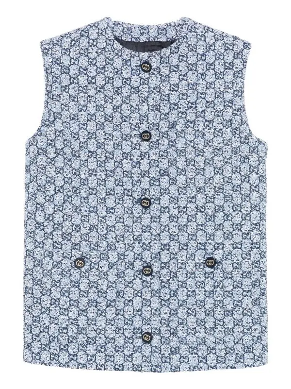 Gucci Gg Tweed Vest - Sky Blue