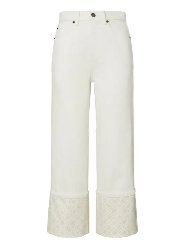 Tory Burch Denim Cotton Straight Leg Jeans - White