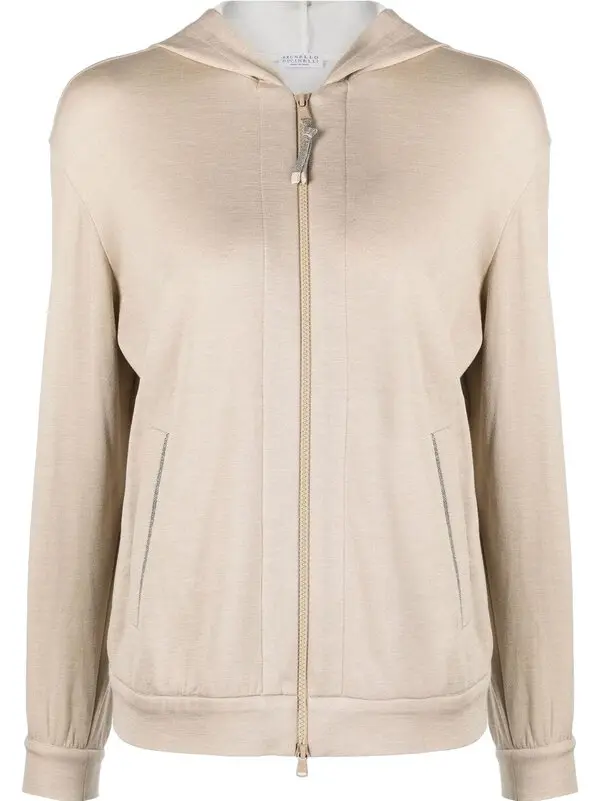 Brunello Cucinelli Cotton And Silk Blend Hoodie - Beige