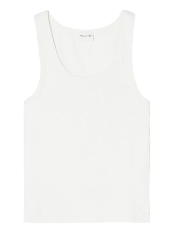 Closed Cotton Tank Top - White