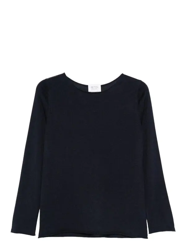 BEYOU Cashmere And Silk Blend Sweater With Crew Neck - Blue
