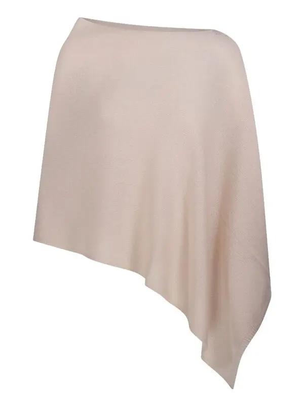 BEYOU Asymmetric Poncho - White