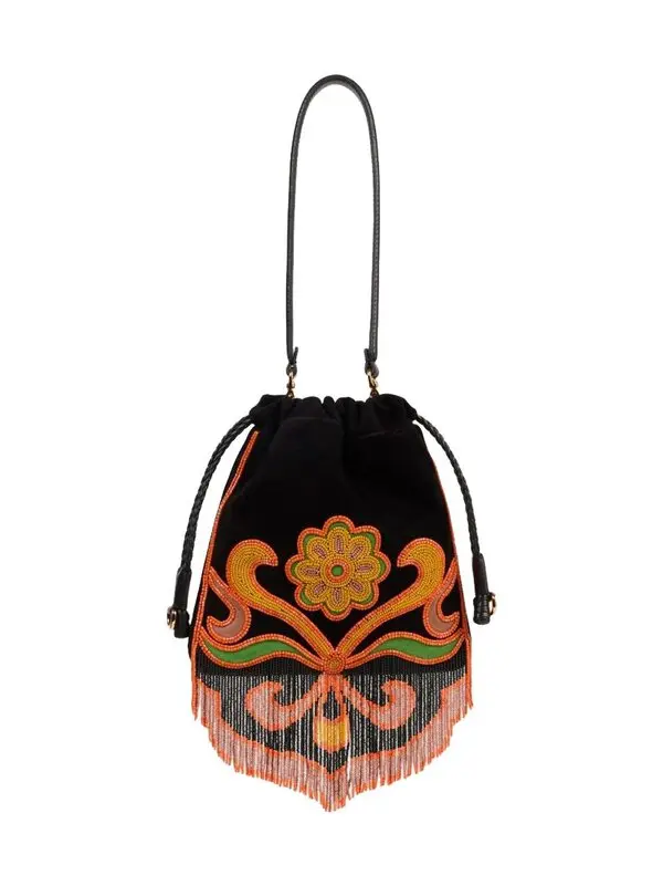 Etro Suede Leather Bucket Bag - Black