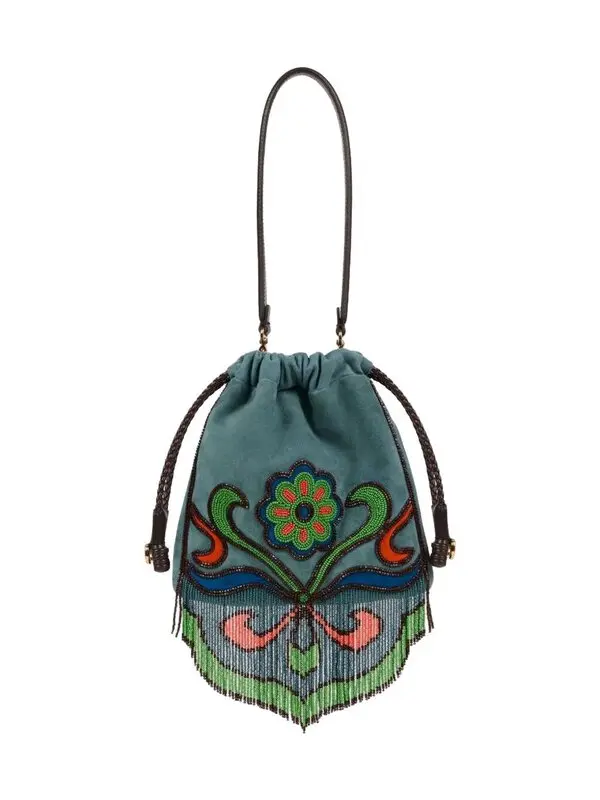 Etro Suede Leather Bucket Bag - Sky Blue