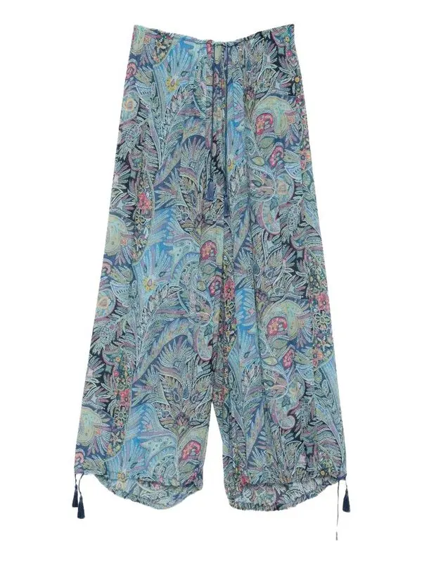 Etro Printed Wide-leg Trousers - Sky Blue
