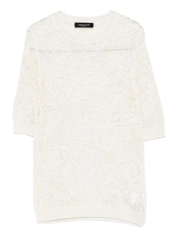 Fabiana Filippi Openwork Crewneck T-shirt - White