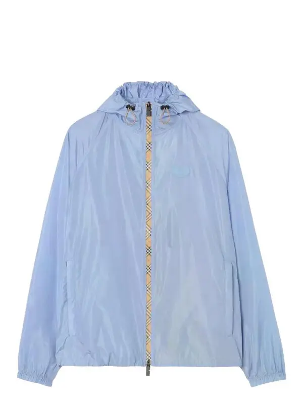 Burberry Checker-tape Nylon Hooded Jacket - Blue