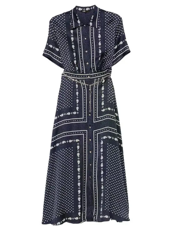 Maje Bandana-print Midi Shirt Dress - Blue