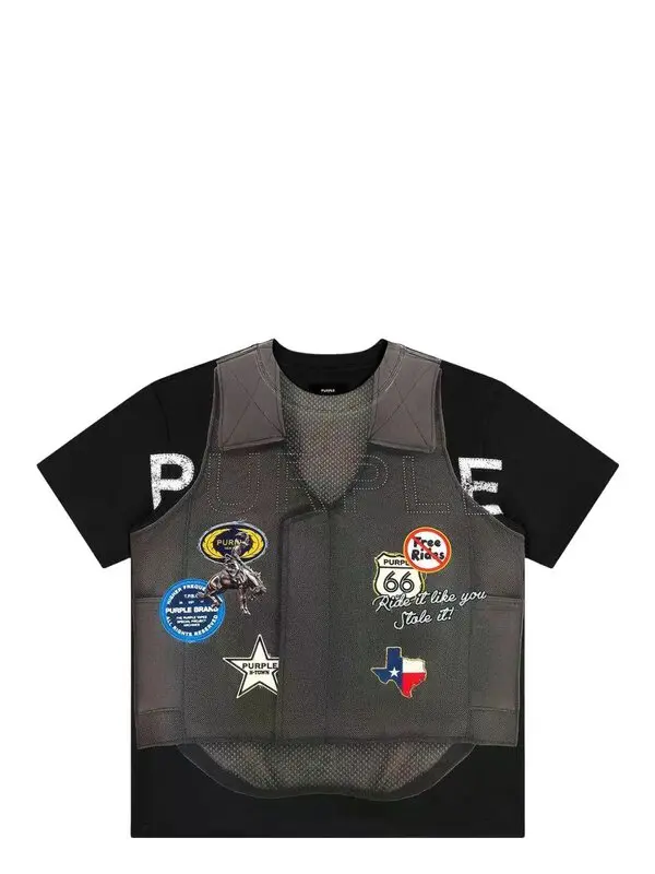 PURPLE BRAND Vest-print T-shirt - Black