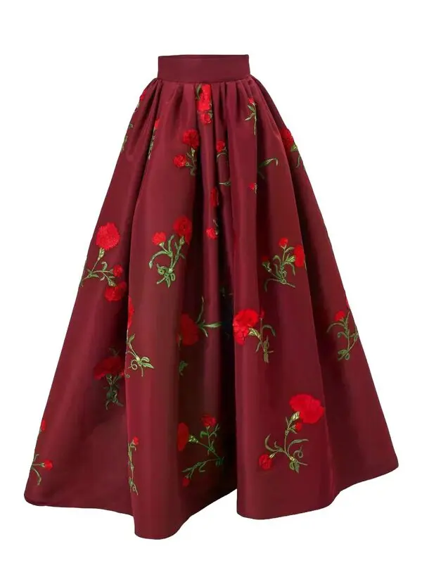 Carolina Herrera Embroidered Ball Skirt - Red