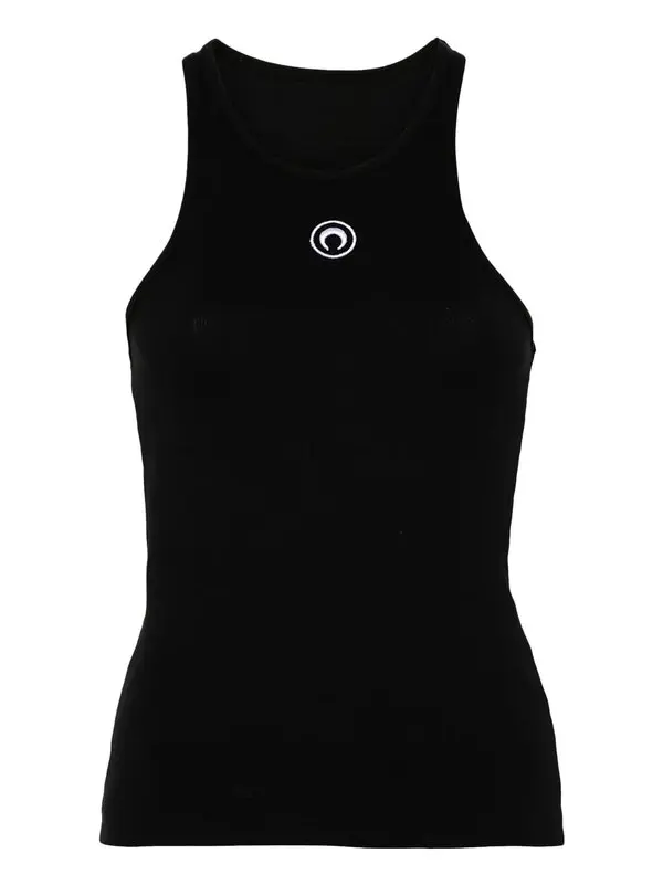 MARINE SERRE Moon Logo Ribbed Tank Top - Black