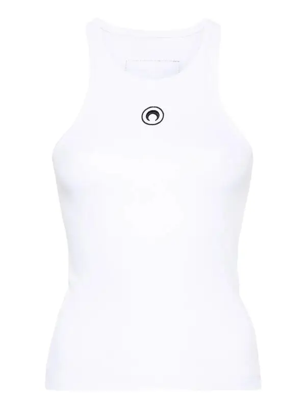 MARINE SERRE Moon Logo Ribbed Tank Top - White