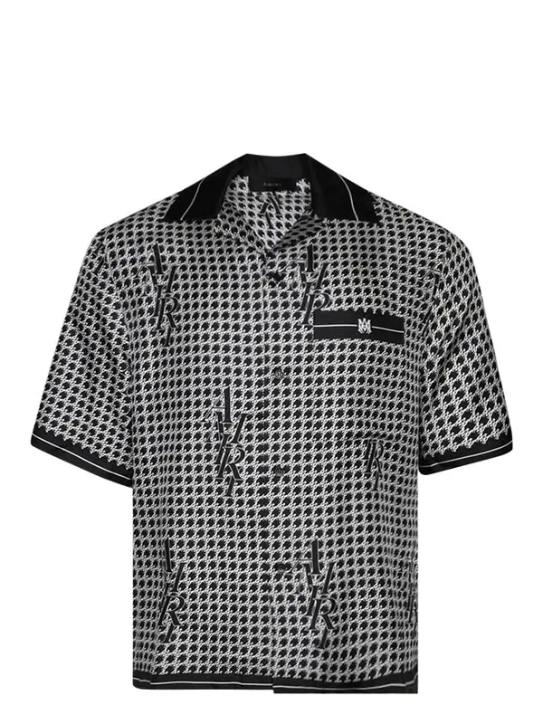 Amiri Houndstooth Bowling Shirt - Black