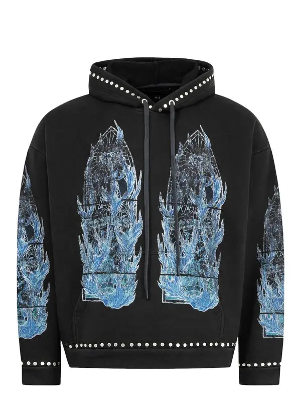 WHO DECIDES WAR BY EV BRAVADO Flame Glass Hooded Pullover - Grey