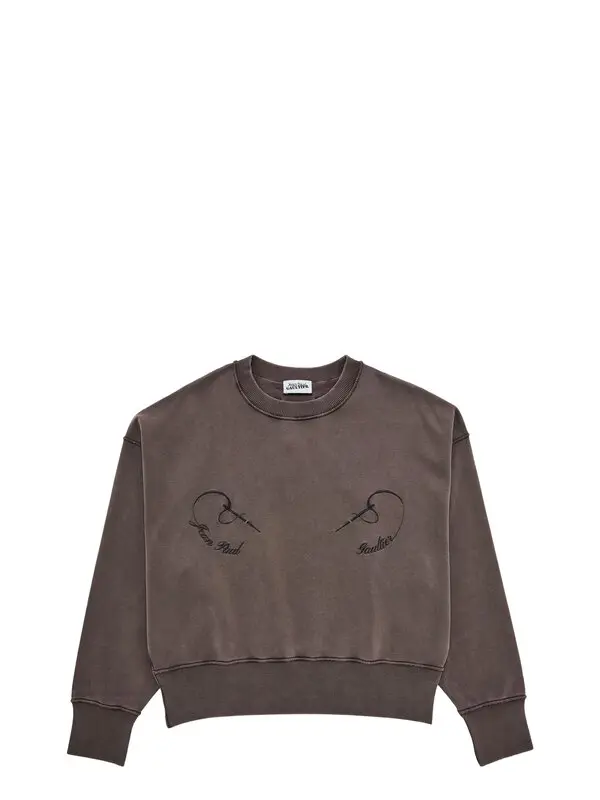 JEAN PAUL GAULTIER Fleece Sweatshirt With Embroidered Details - Grey