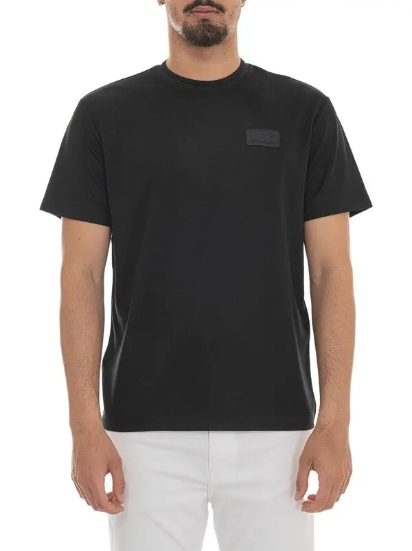EA7 Cotton T-shirt With Logo - Black