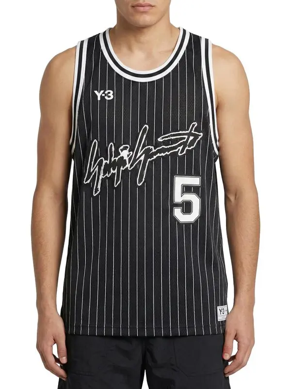 Y3 Sleeveless Jersey With Striped Pattern - Black
