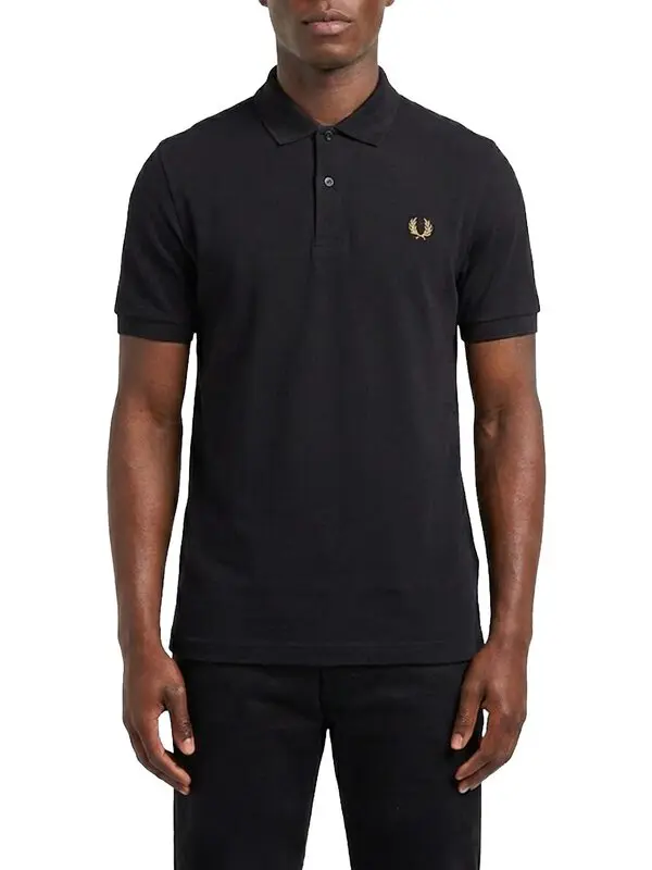 Fred Perry Cotton Polo Shirt With Logo - Black