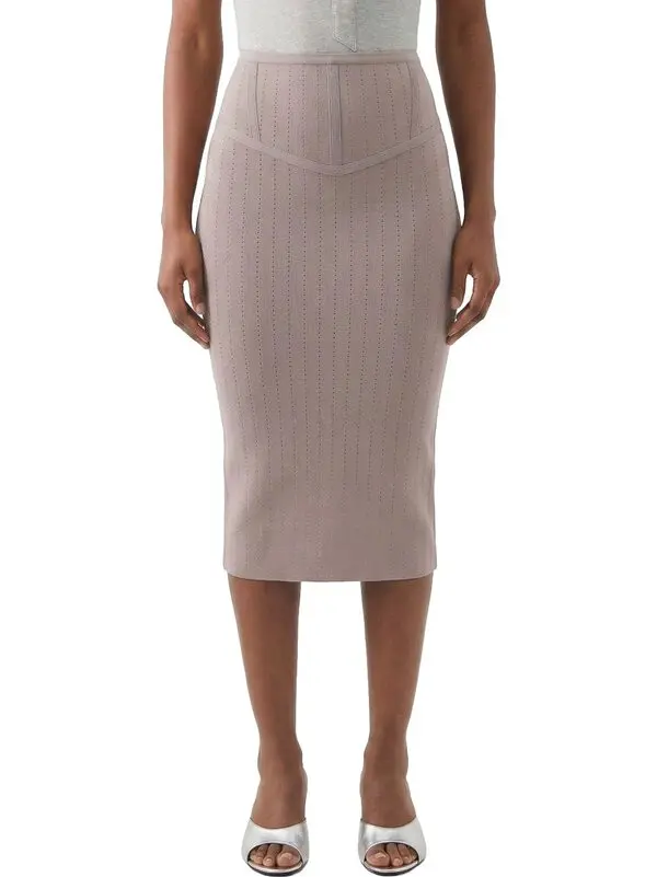 Patrizia Pepe Jersey Midi Skirt - Grey
