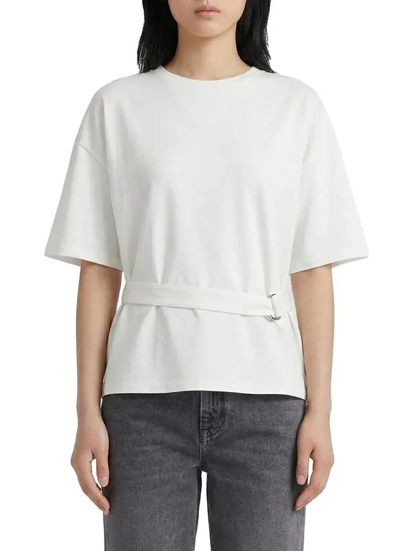Patrizia Pepe Cotton T-shirt With Belt Detail - White
