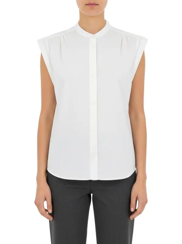 FORTE_FORTE Sleeveless Cotton Silk Shirt - Beige