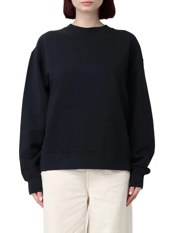 GOLDEN GOOSE Relaxed Fit Cotton Crewneck Sweatshirt With Dropped Shoulders - Black