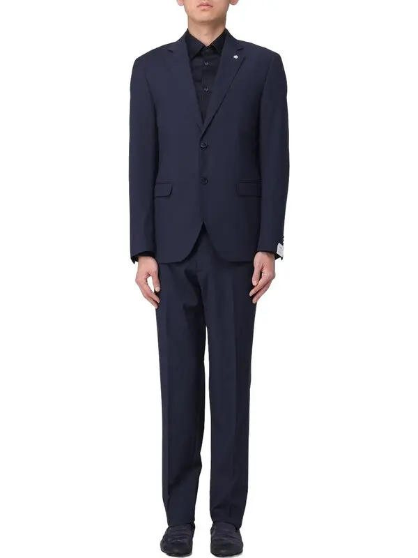 MANUEL RITZ Single-breasted Suit In Wool Blend - Blue