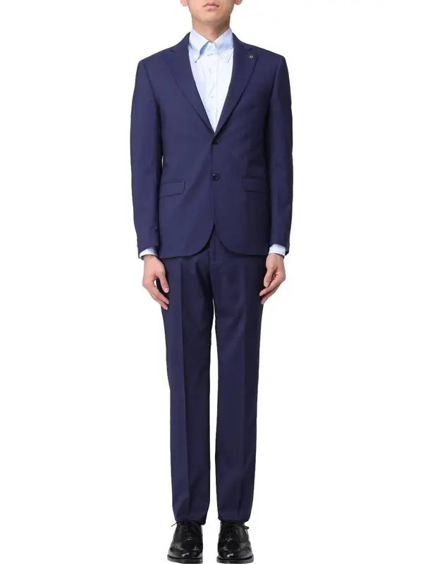MANUEL RITZ Single-breasted Suit In Wool Blend - Blue