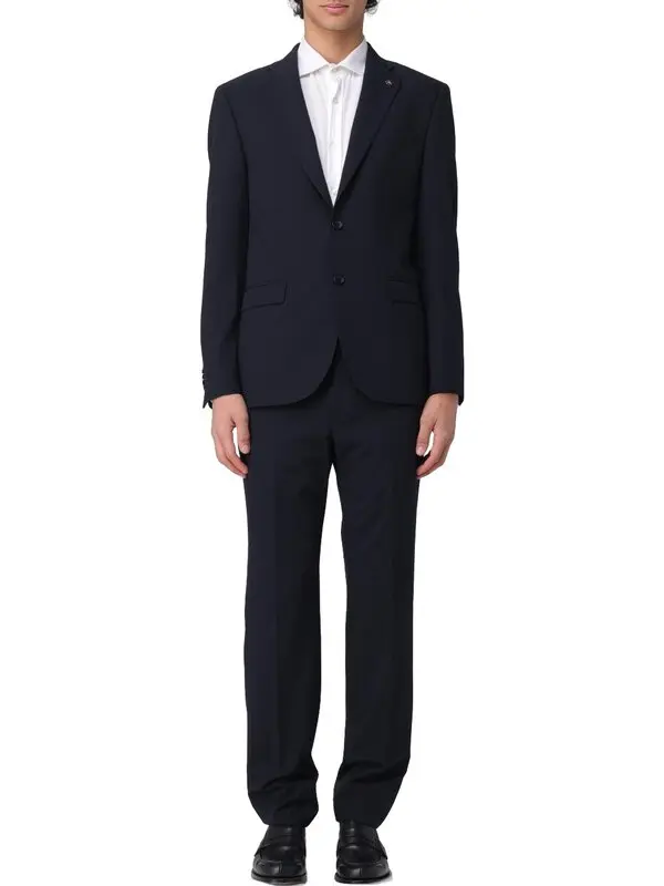 MANUEL RITZ Single-breasted Suit In Wool Blend - Blue