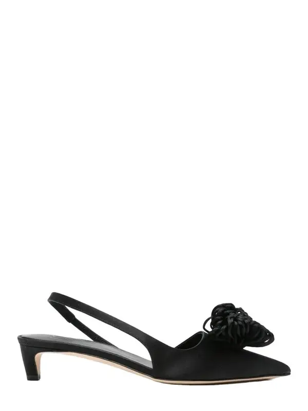 BY MALENE BIRGER Satin Slingback With Floral Appliqu - Black