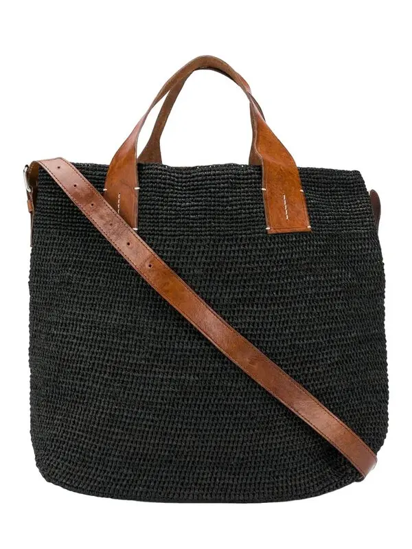 IBELIV Mety Crocheted Raffia Tote Bag - Black