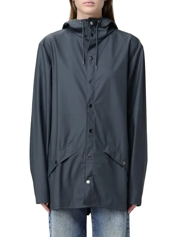 Rains Hooded Waterproof Polyester Raincoat - Charcoal