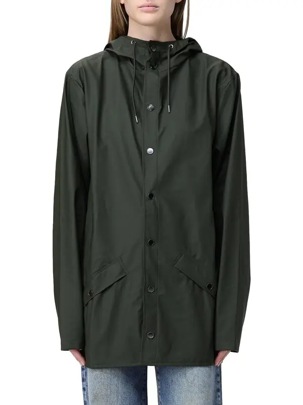 Rains Hooded Waterproof Polyester Raincoat - Green