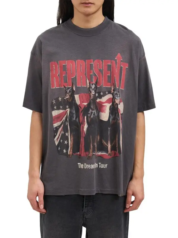 REPRESENT Printed Cotton T-shirt - Grey