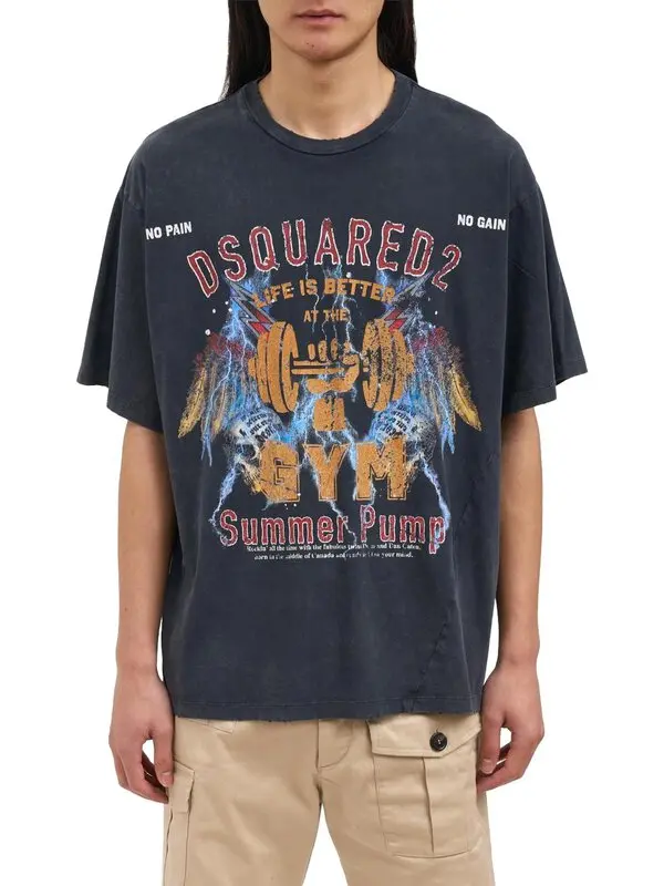 Dsquared2 Printed Cotton T-shirt - Black