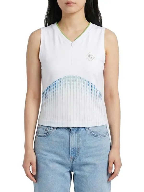 Casablanca Technical Fabric V-neck Top - White