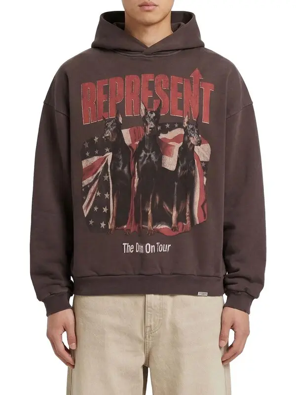 REPRESENT Distressed Graphic Hoodie - Black