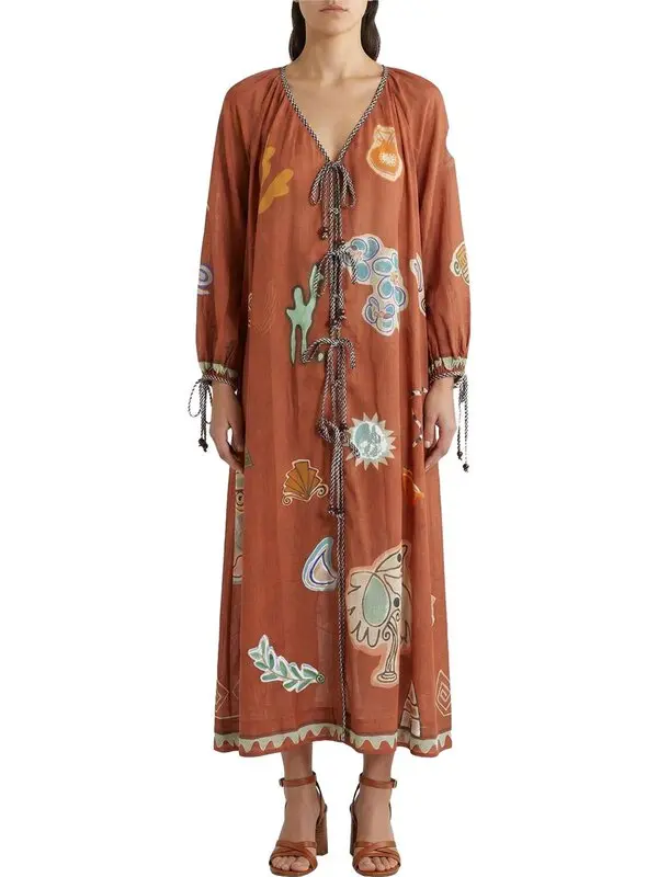 ALEMAIS Printed Dress - Brown