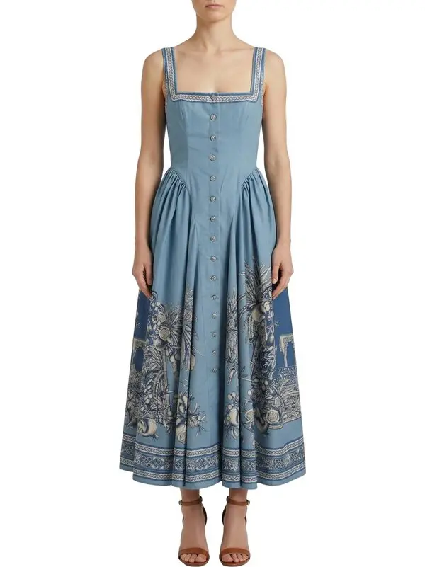 ALEMAIS Printed Maxi Dress - Blue