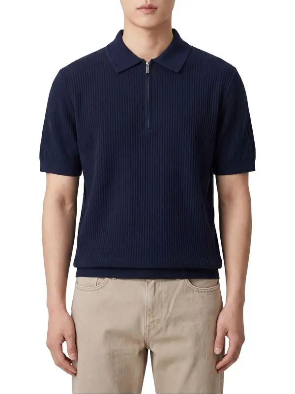 KANGRA Cotton Knit Polo Shirt - Blue