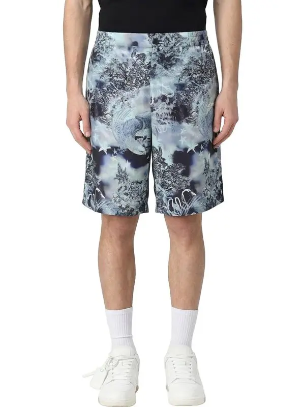 Off-White Printed Viscose Shorts - Blue