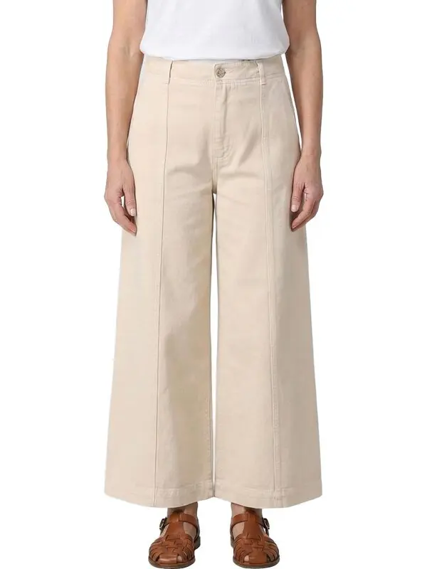 TWINSET Wide Leg Cotton Denim Jeans - White