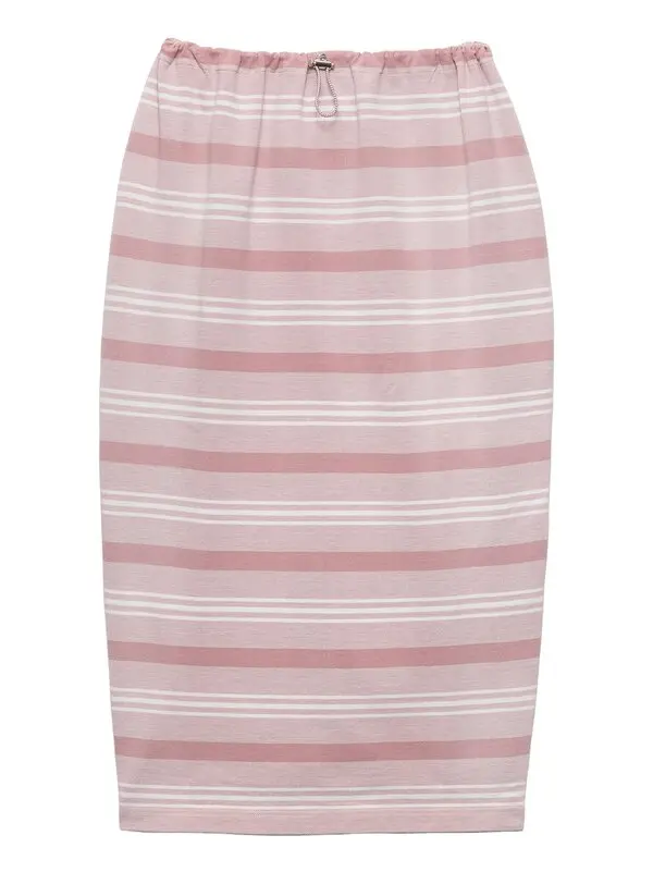 Prada Striped Piqué Skirt - Pink