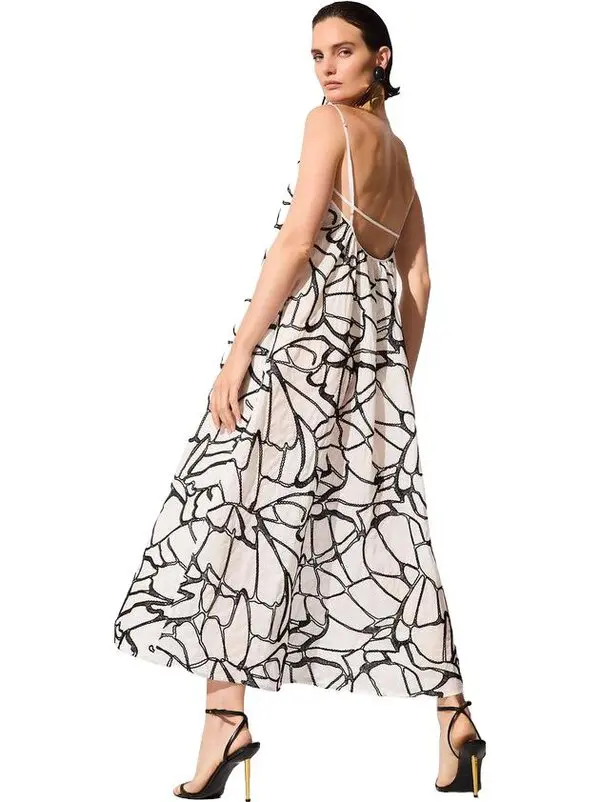 Natori Embroidered Butterfly Cotton Sundress - White