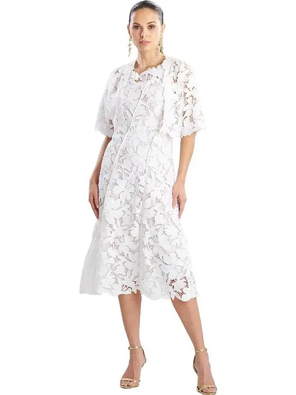 Natori Peony Floral Lace Bolero - White