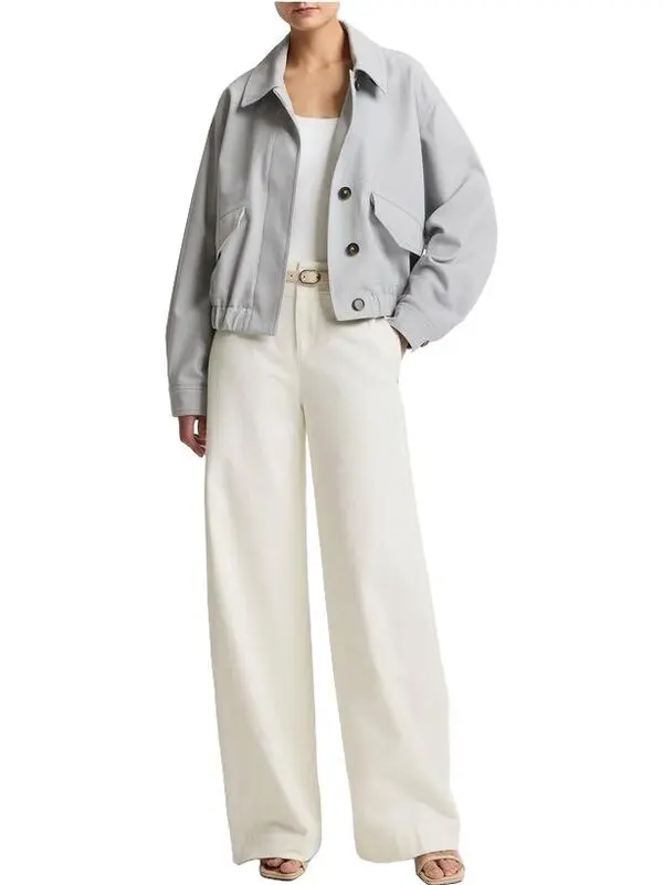 Vince Italian Cotton Twill Wide-leg Pant - Neutral / White